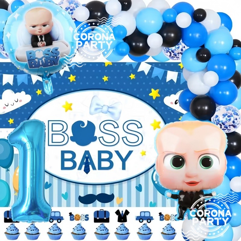 Boss Baby Boss Balloon Garland Set Blue Number Birthday Baby Shower ...