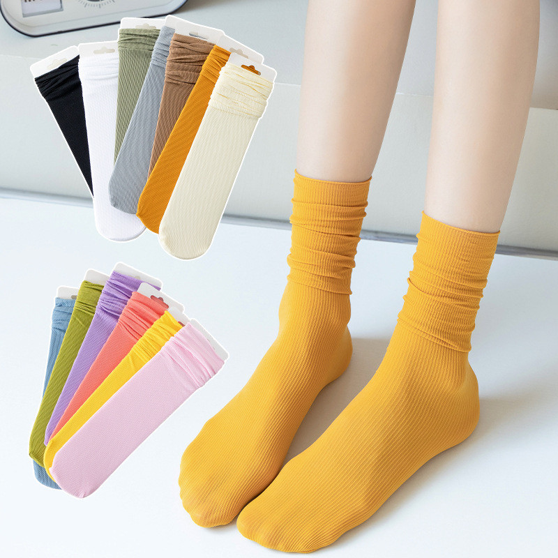 10 Pairs Candy Color Socks Pastel Color Cute Long Sock For Women Pile ...