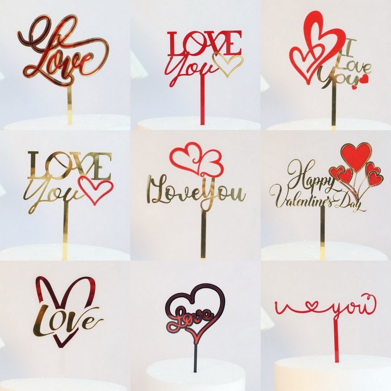 Big Red Love Wedding & Engagement Party Cake Toppers Acrylic Love ...