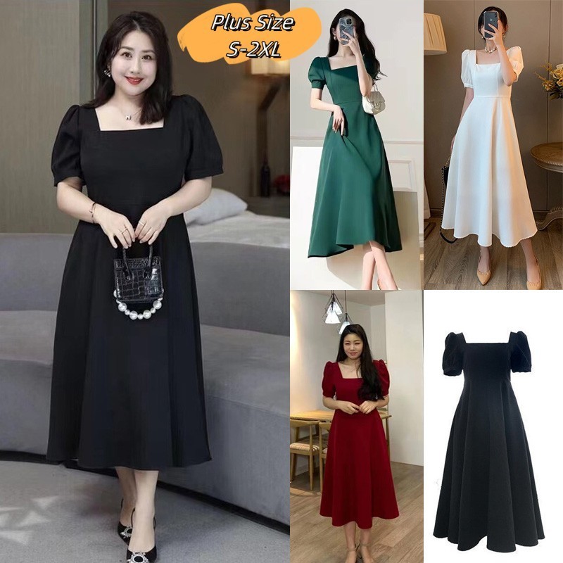 {Ship From Manila+COD}Plus Size S-2XL Women Elegant Square Neck Short Flounce Puff Sleeve ...