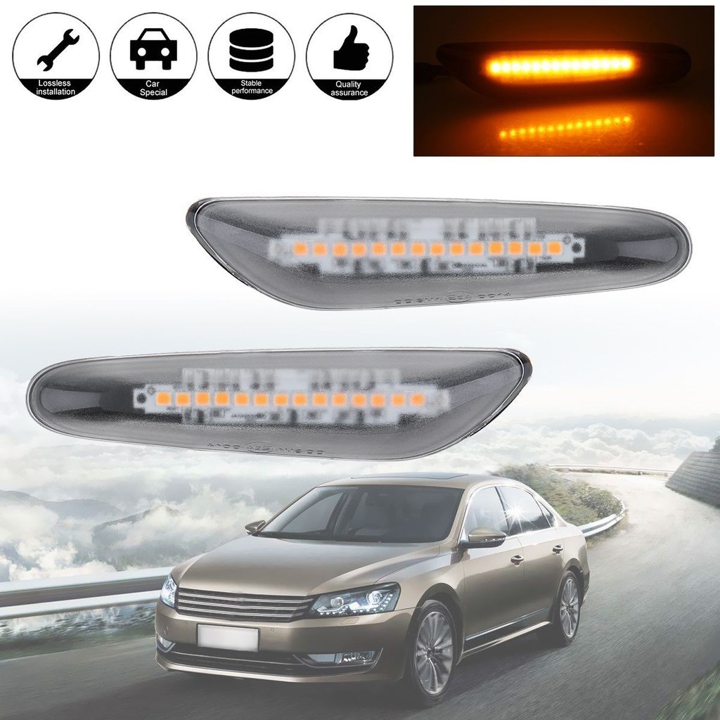 2pcs LED Dynamic Flowing Turn Signal Side Marker Light Blinker ...