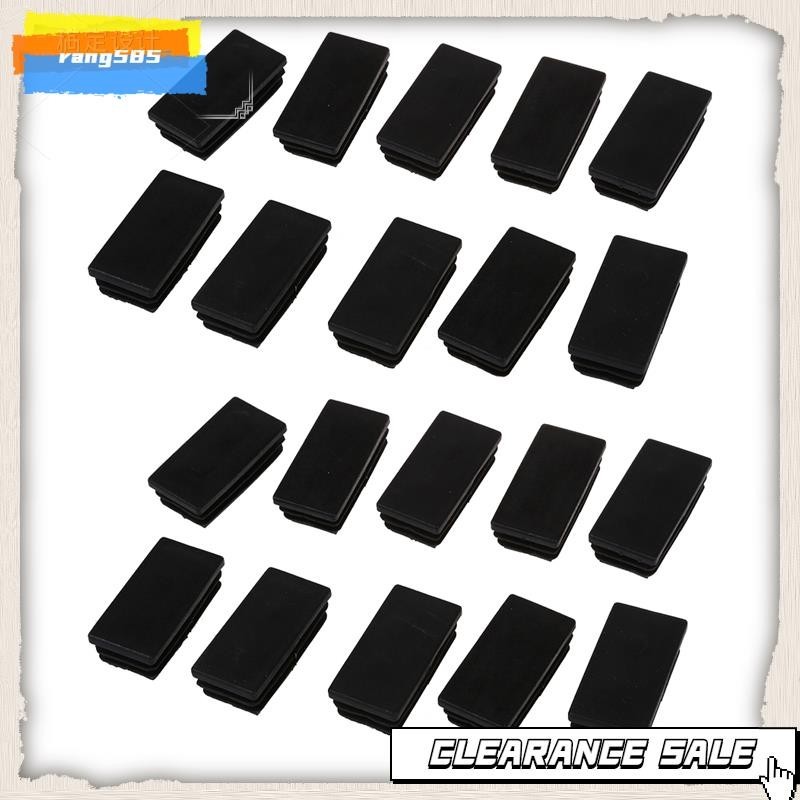 Plastic Rectangle Tube Inserts End Blanking Cap 25x50mm 20 Pcs Black ...