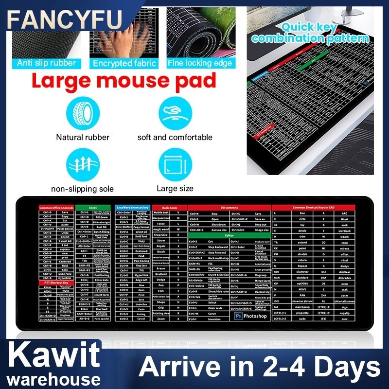 Large Office Mouse Pad gaming office mouse pad Office keyboard shortcut ...