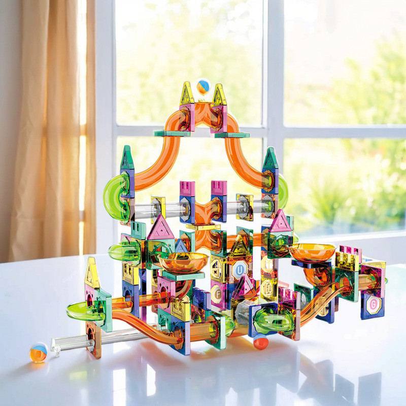 Magnetic Building Blocks Set Color Window Chute Rollerball Track ...