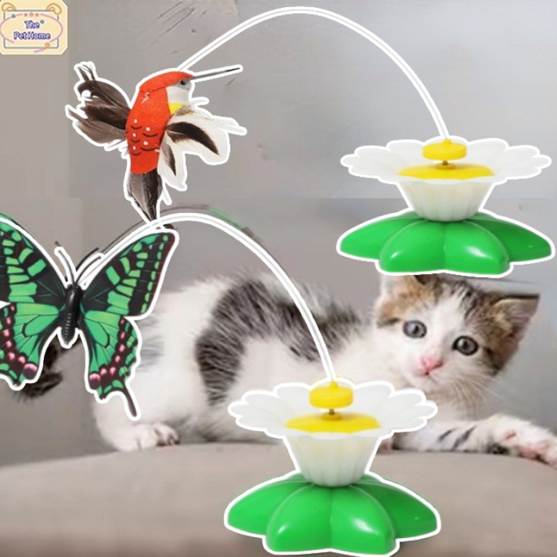 Automatic Cat Teaser Sticks 360 Electric Rotating Cat Toy Butterfly ...