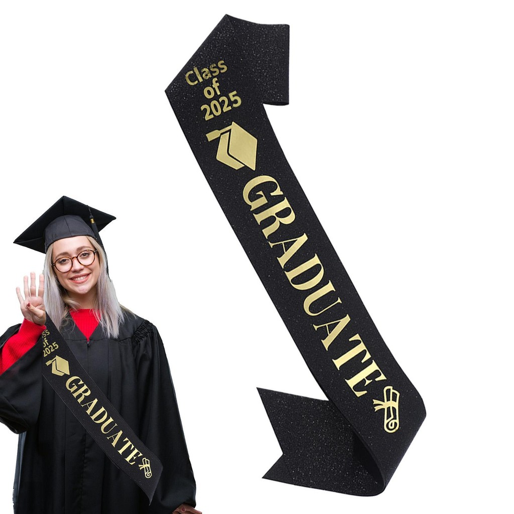 Class of 2025 Sash Gold Glitter Letter Senior Sash Graduation Shoulder ...