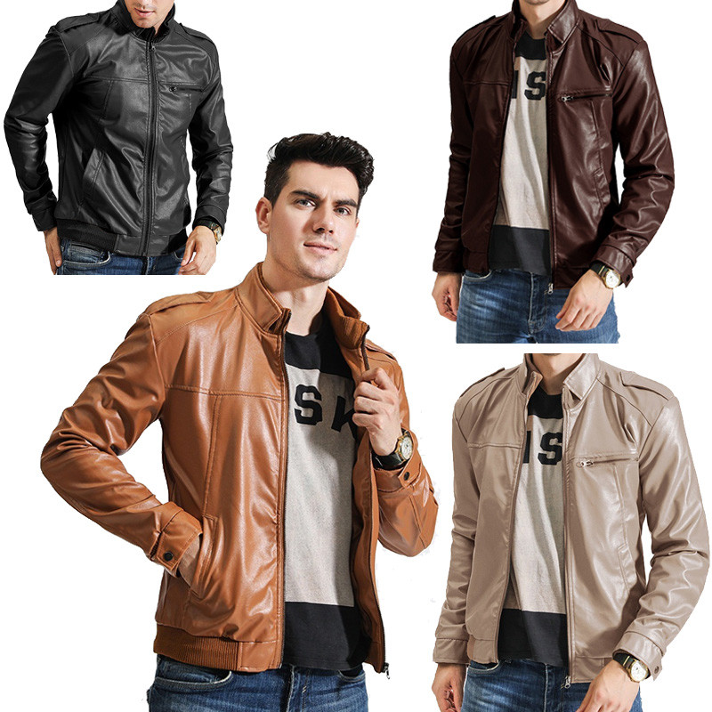 2025 Brand New Men's Motorcycle Leather Jacket Slim Men Leather Jacket ...