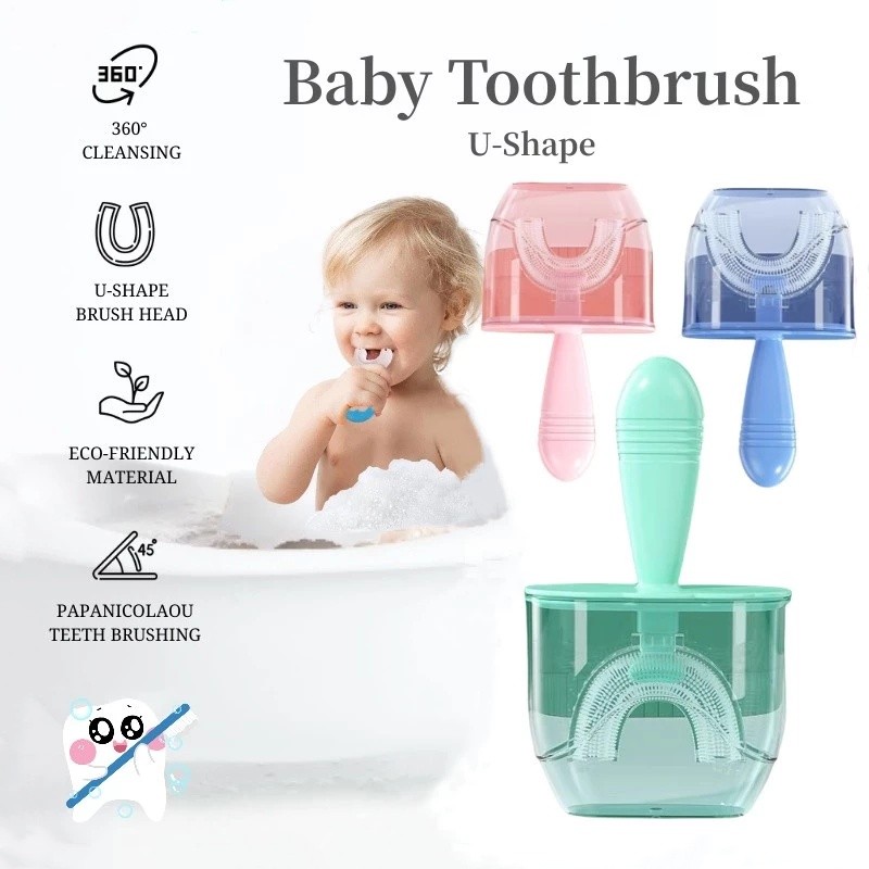 Baby Toothbrush U-Shape Toothbrush Kids Mousse Foam Toothpaste Set ...