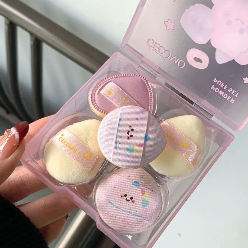 Gecomo Cloudy Puff Set Box Flocking Sponge Makeup Fixing Concealer ...