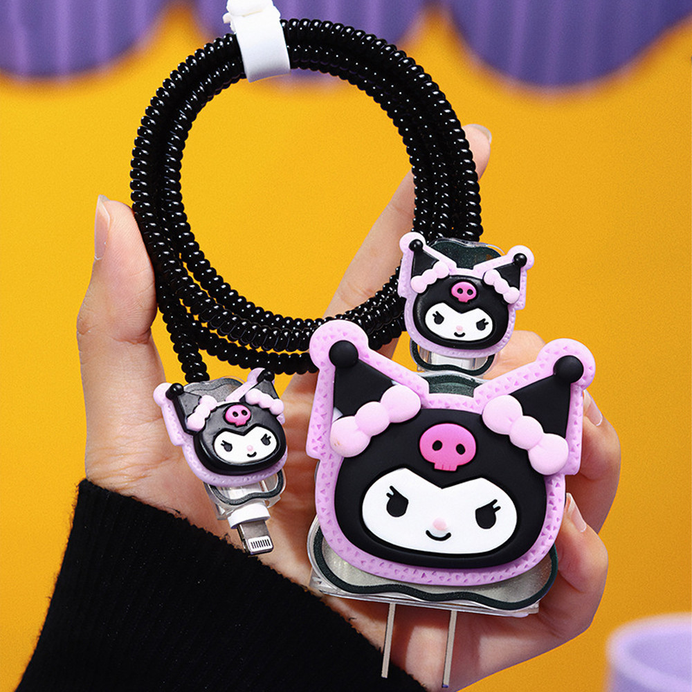 Cartoon Sanrio Kuromi Charger Protector Cable Organiser Compatible for ...