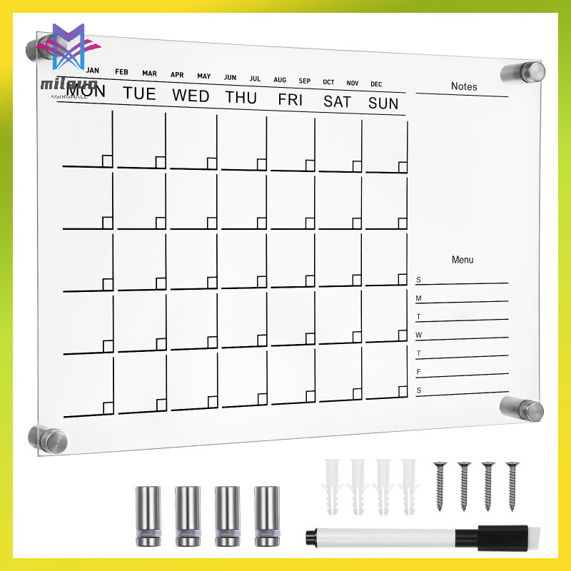 milauo Weekly Planner Board Office Decor Wedding Frame Clear Monthly and Calendar for Magnetic ...