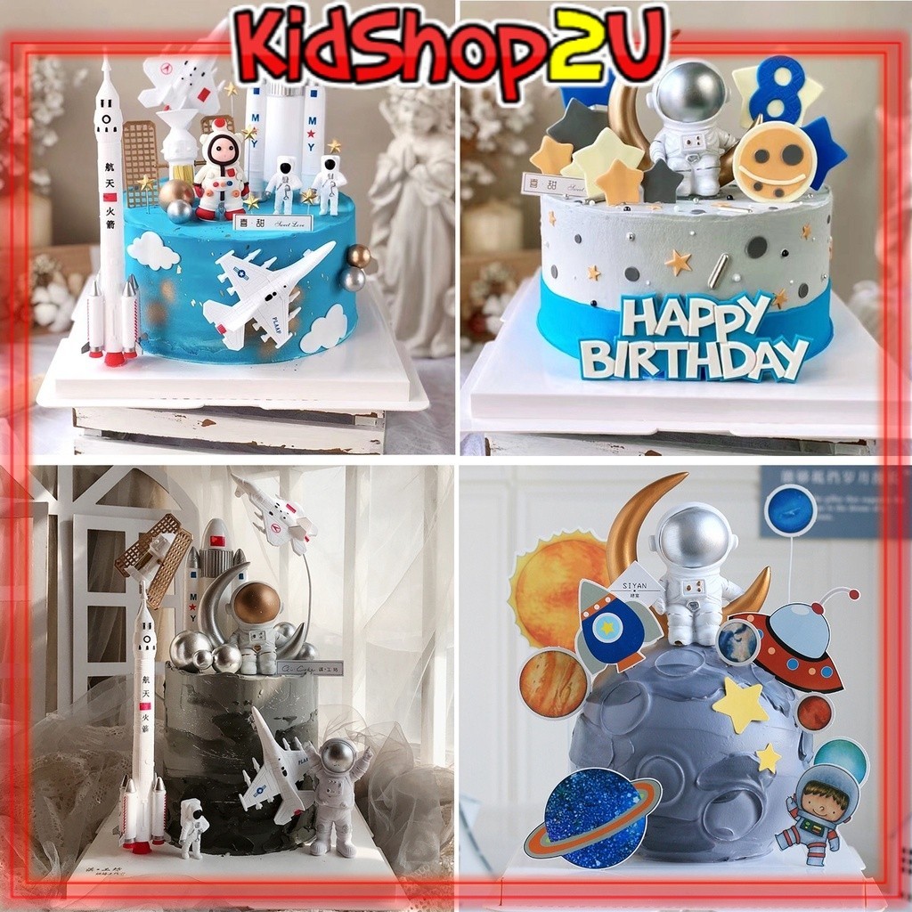 Astronaut Space World Rocket Cake Topper Birthday Cake Decoration ...