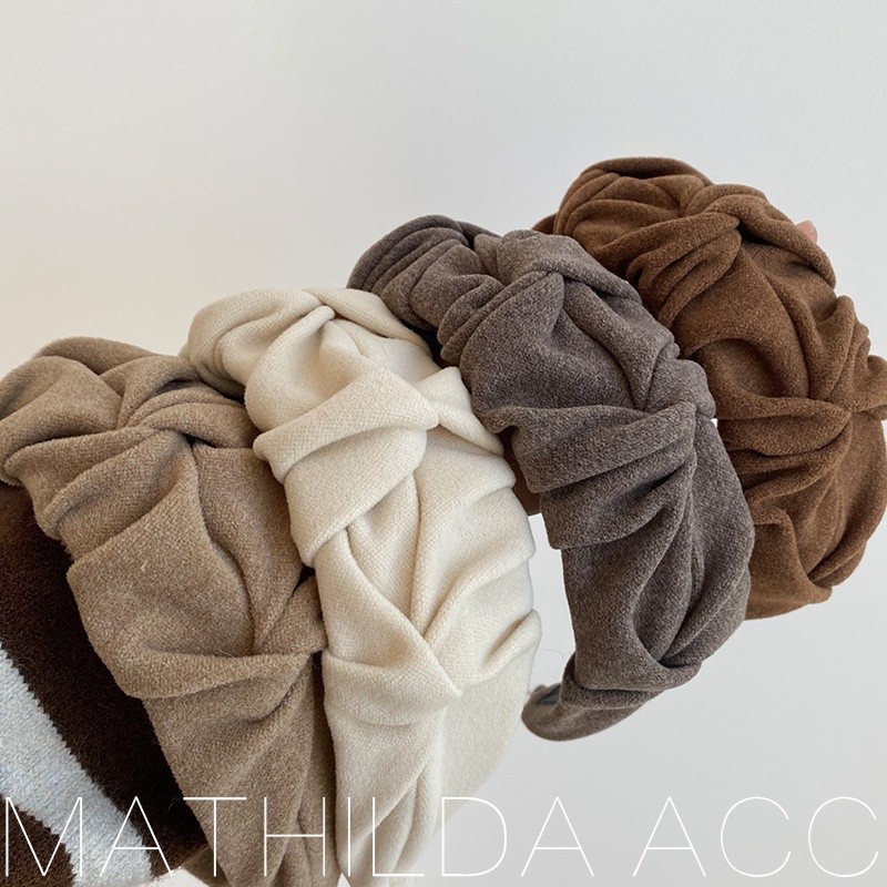 Women Korean Khaki Headband Wide Brimmed Sponge Headband Fashion