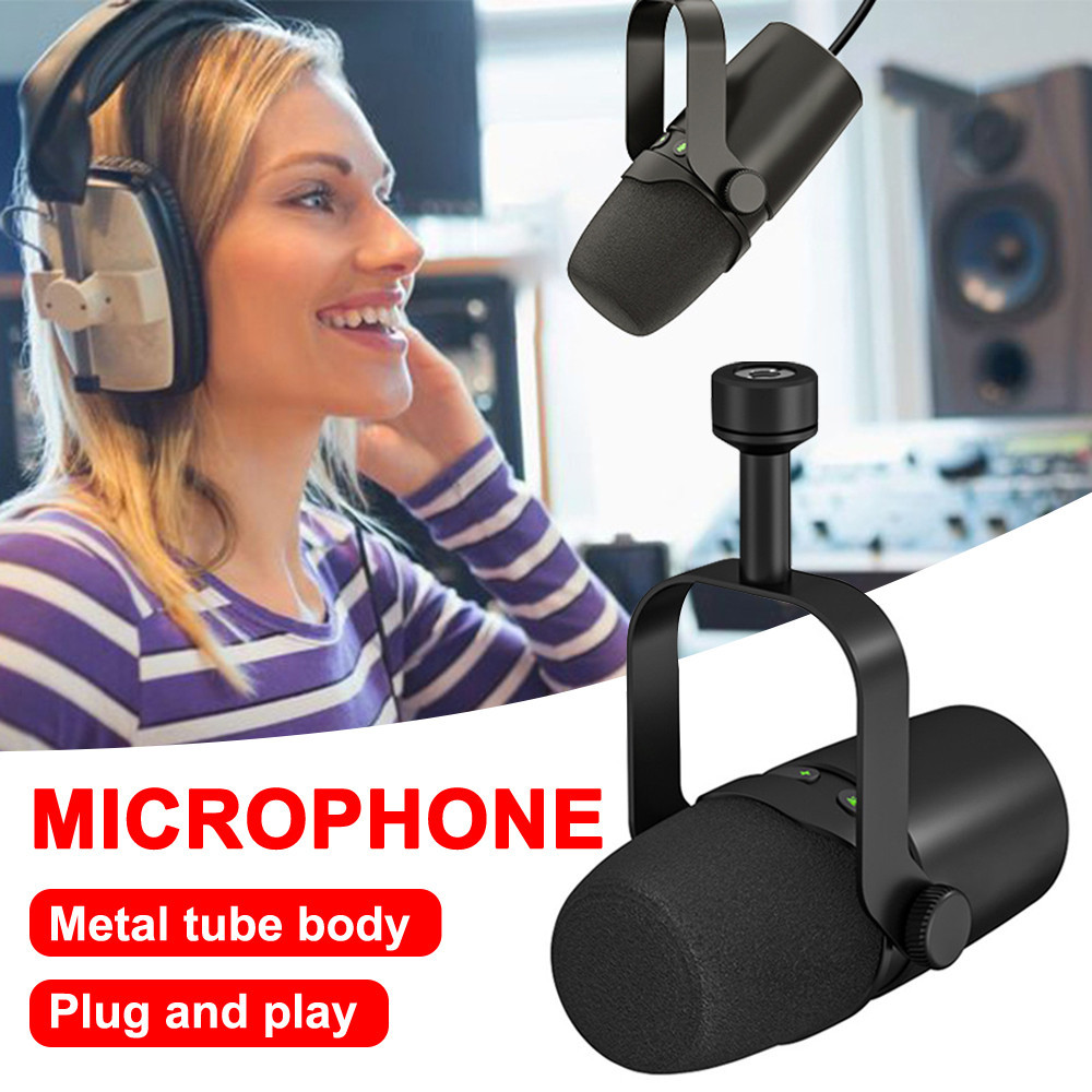 USB Dynamic Microphone XLR Built-in Headset Output Sound Insulation For Podcasts,Live Broadcast ...