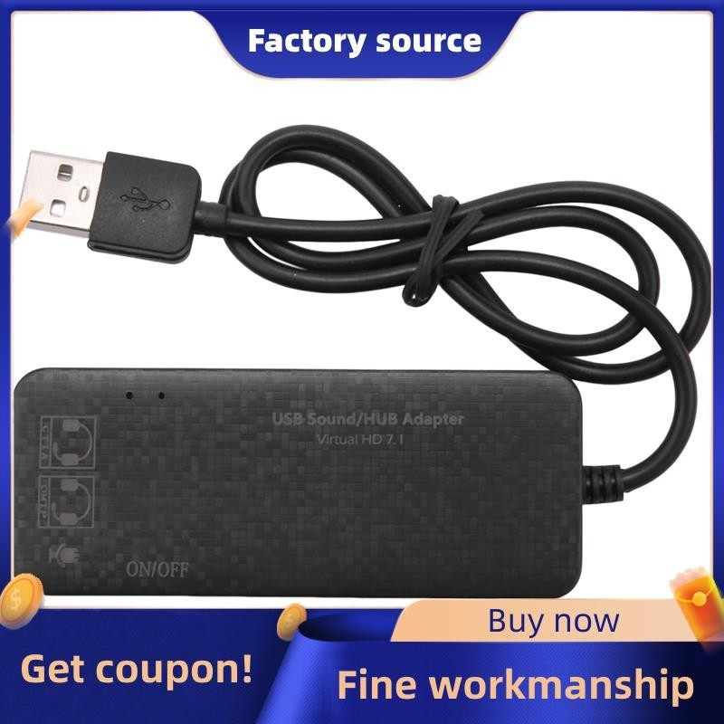 3 Port Usb 2.0 Hub External 7.1Ch Sound Card Headset Microphone Adapter ...
