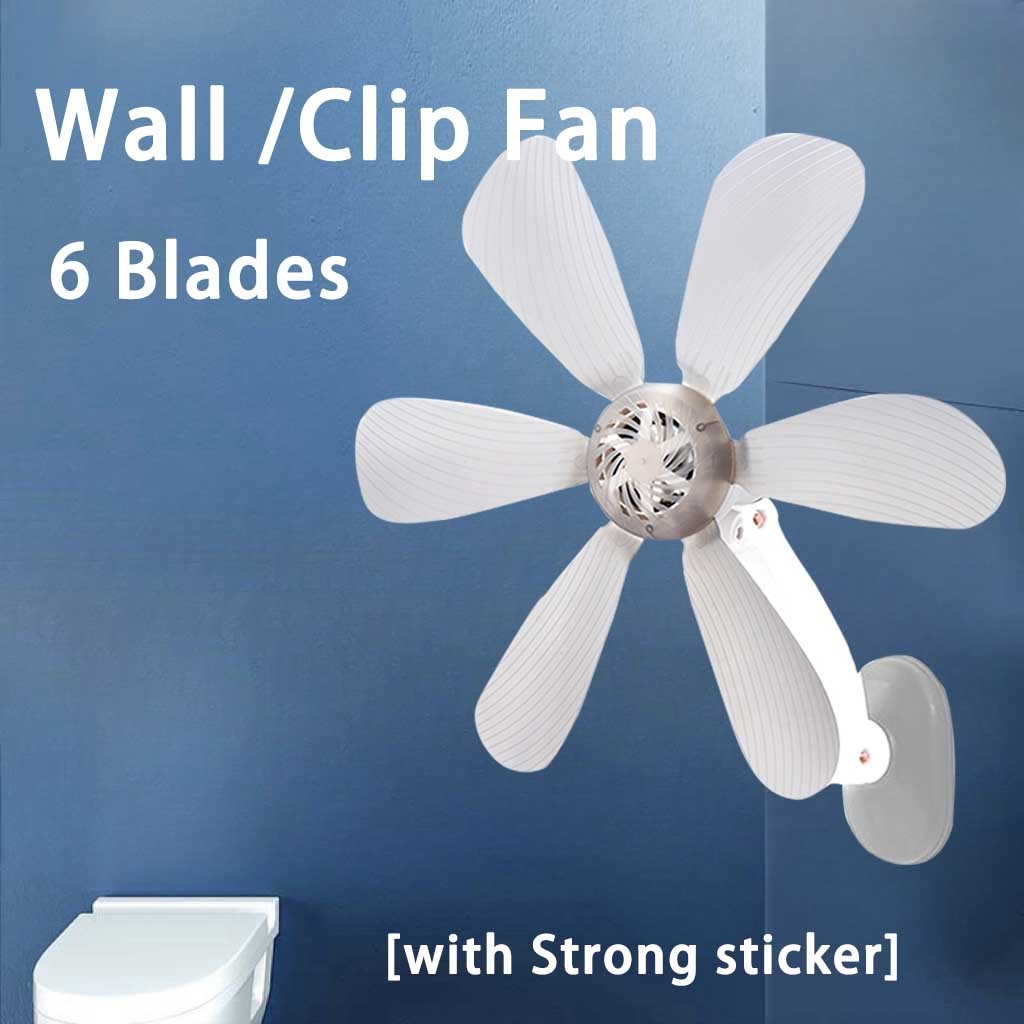 6 Blades wall Fan Clip Fan Big Wind with Strong Adhesive Hook for Home ...