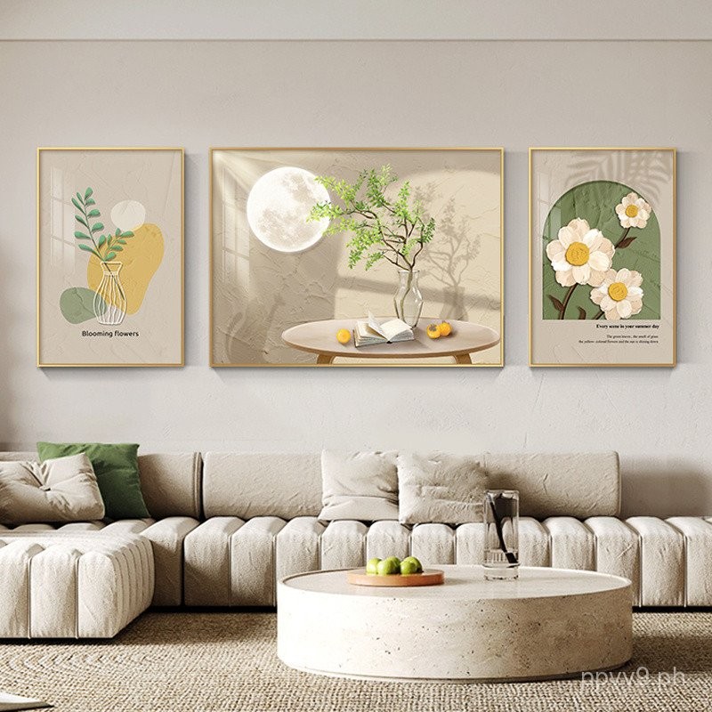 Modern Minimalist Living Room Decorative Painting Cream Style Sofa Background Wall Hanging ...