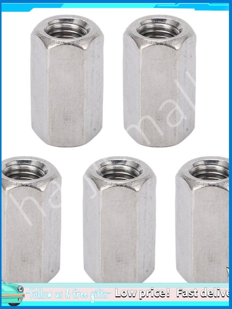 Haijiemall 5PCS Metric Hex Coupling Nut M12 X 1.75 19 L35mm Stainless ...