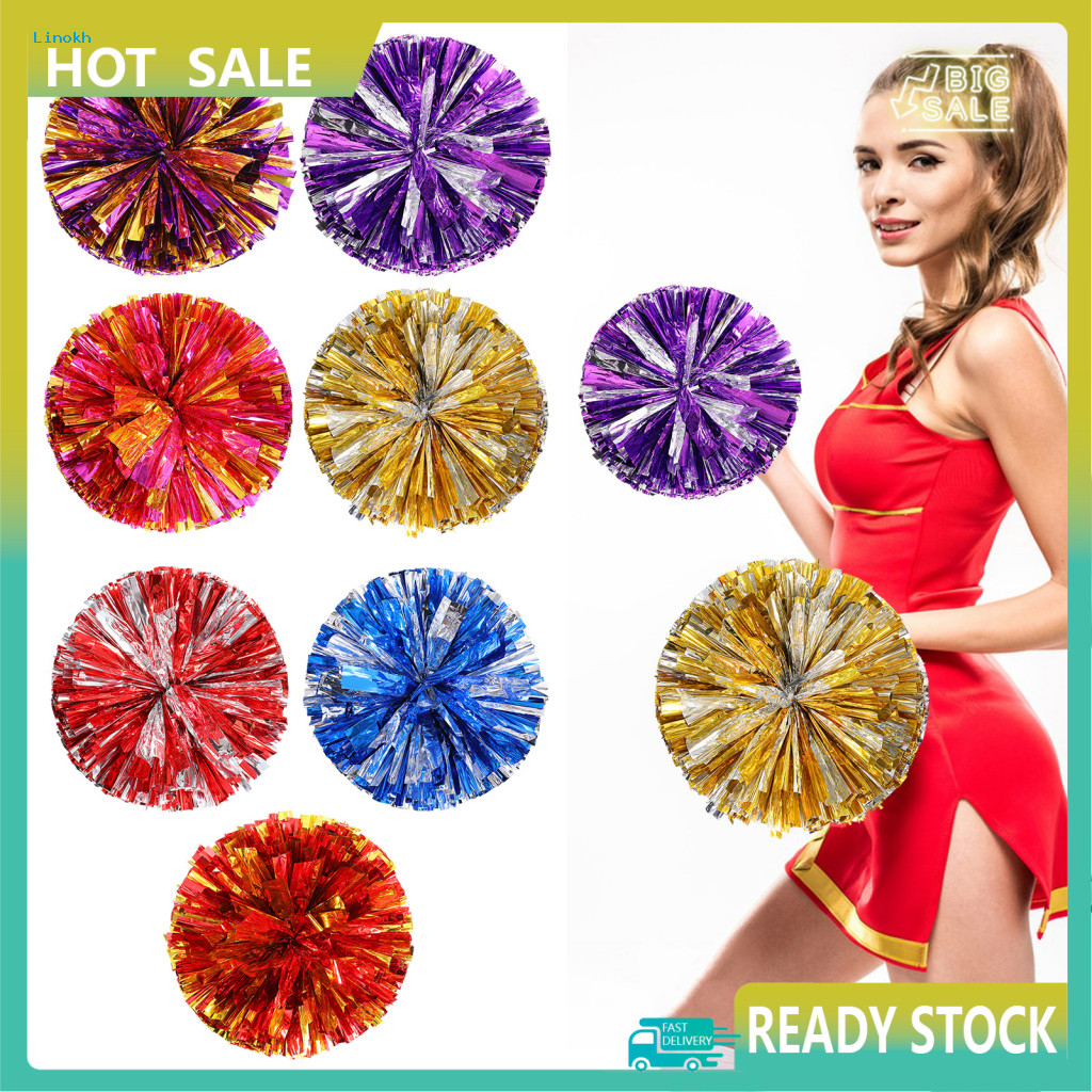 Linokh Portable Cheerleader Props Foil Streamers Sparkling Pom Poms for ...