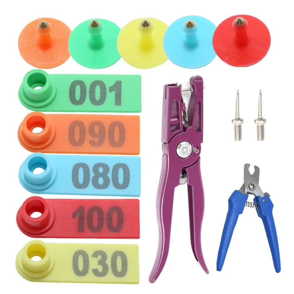 100Pc Goat Ear Tag Card Sheep Pig Ear Marker Card 2 Ear Tag Pliers ...