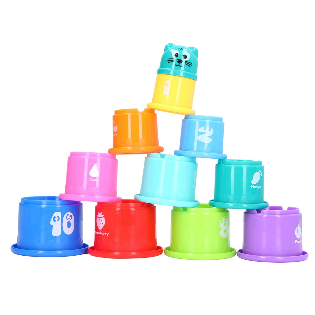 Stacking Cups Toy Numbers Fruits Learning Different Color Educational ...