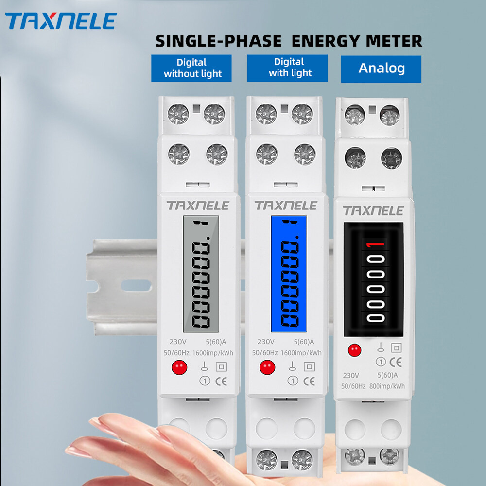Din Rail Single Phase Energy Meter AC 230V 50Hz 60Hz 60A LCD Digital ...