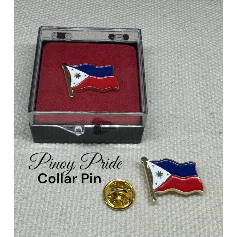 PHILIPPINE FLAG COLLAR PIN - LACQUER POLISHED AND WITH METAL CLUTCH PIN ...