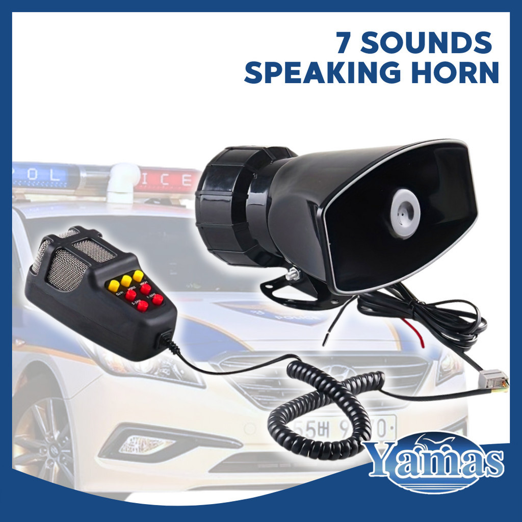 FOR MOTORCYCLE / CAR 7 SOUNDS SPEAKING HORN WITH SWITCH & MIC 12V 100W ...