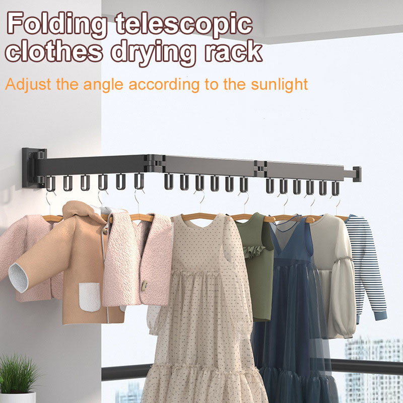 Hidden folding clothes drying rack telescopic balcony clothes drying ...