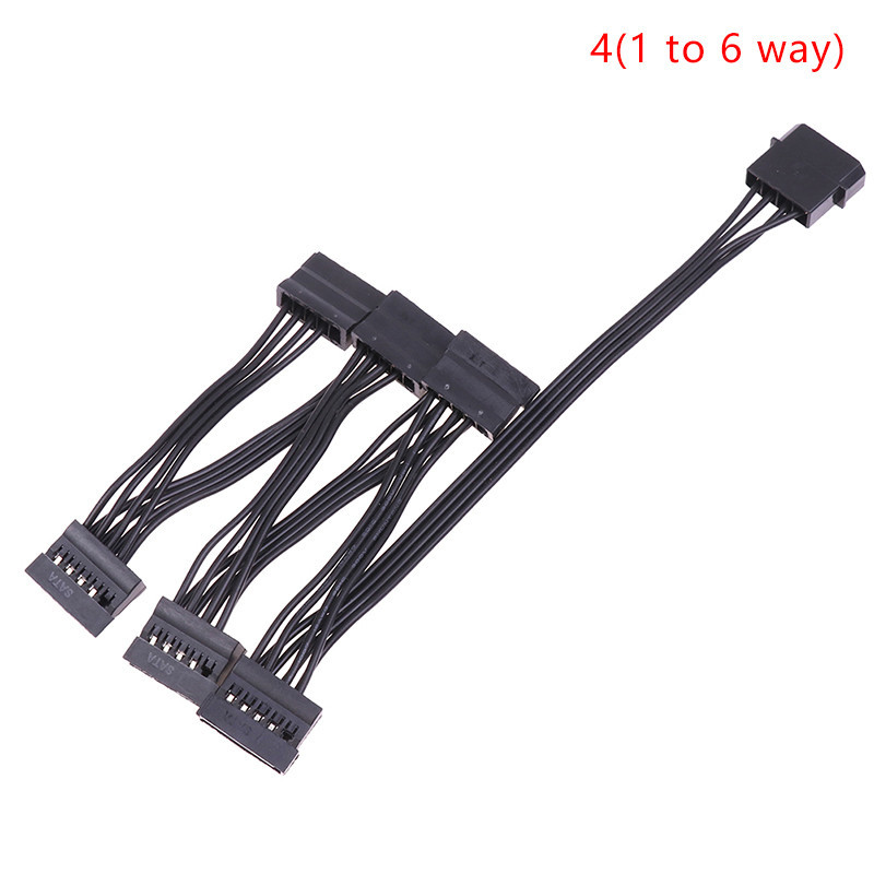 Meuctiffy 4Pin 1 Male To 3/4/5/6 Female Splitter SATA Power Extension ...