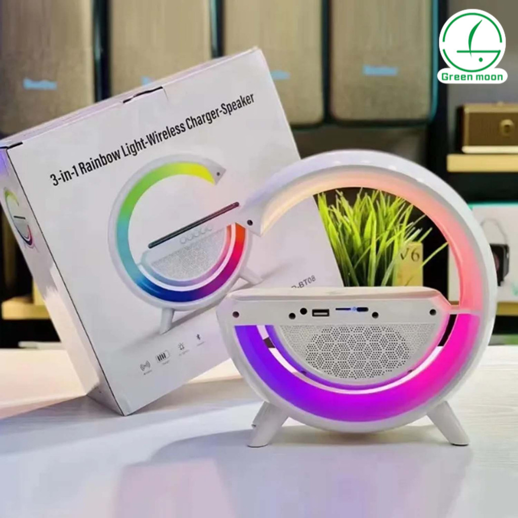 Green Moon Bluetooth Speaker Desk Lamp LED Atmosphere Night Light Smart ...