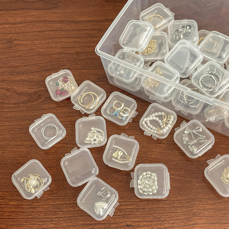 Plastic Transparent Small Box Mini Square Earplugs with Lid Jewelry ...