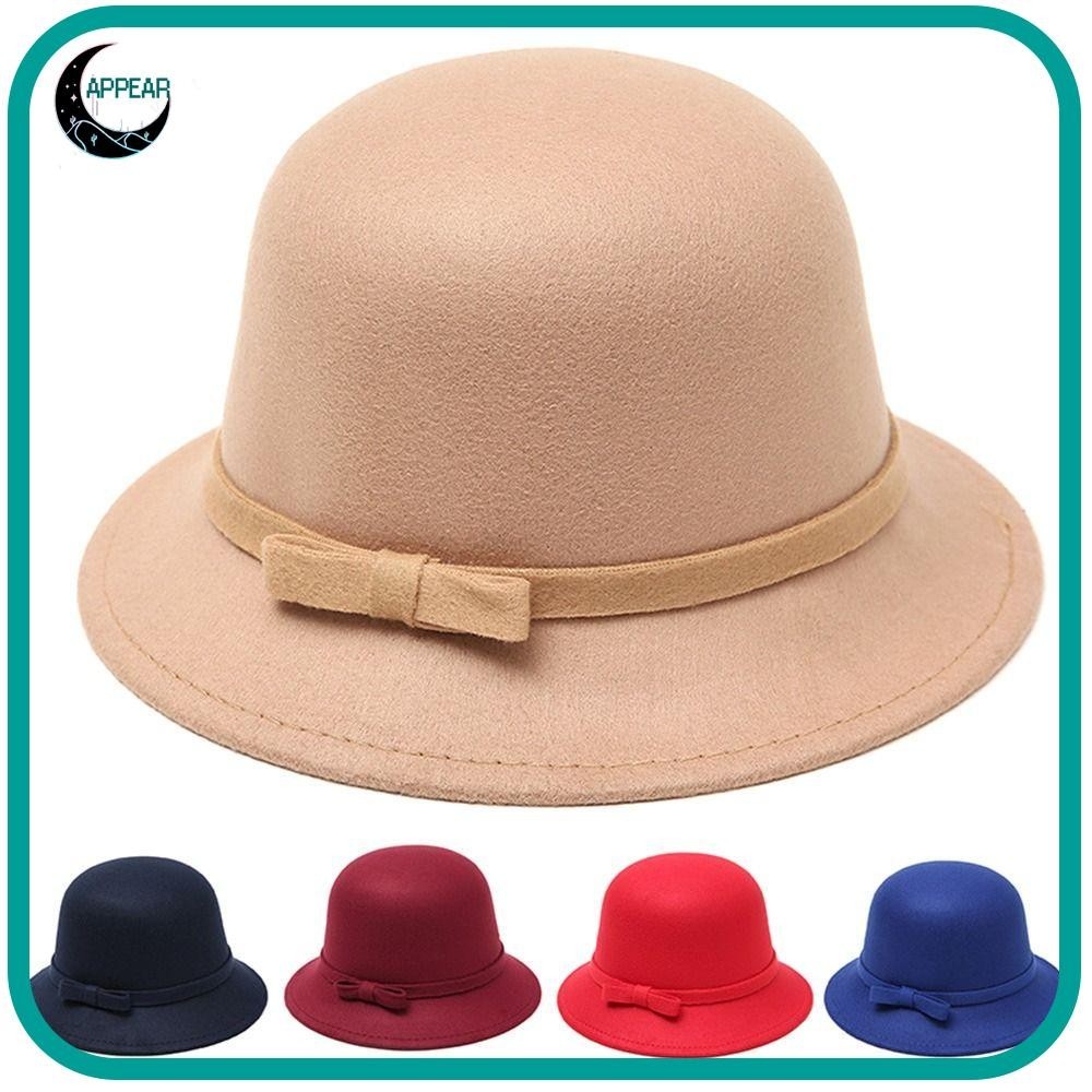 APPEAR Women Vintage Retro Hat Fashion Brim Bowler Fedora Hats Elegant ...