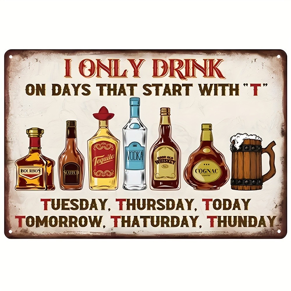 1 piece of vintage wooden sign, I Only Drink Wall Art Decor, Iron ...