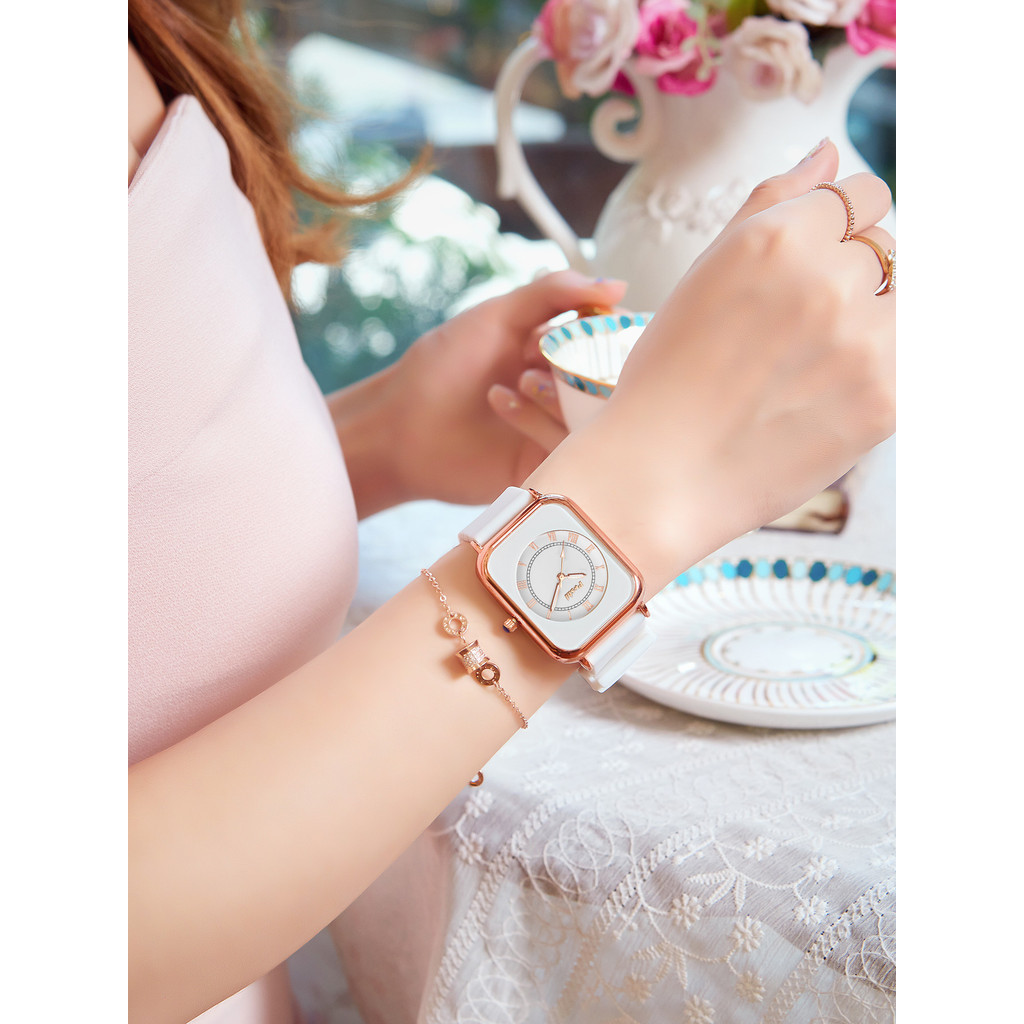 Original POSHI Korean Fashion Women Watch Quartz Display Silicone Strap ...