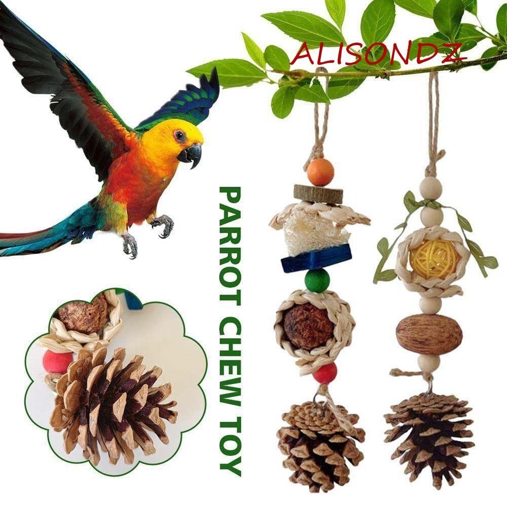ALISONDZ Parrot Chew Toy Pine Cone Rattan For Large Medium Small ...