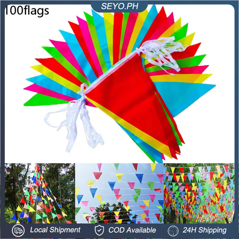 80Meter Multicolored Triangle Flags Bunting Fiesta Flag Colorful ...