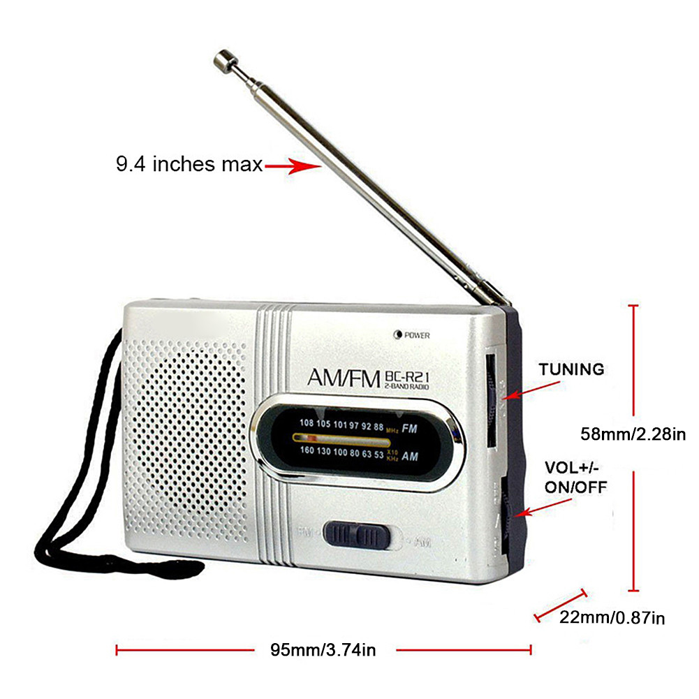 Portable Mini Radio Built-in Speaker Radio Receiver Telescopic Antenna ...