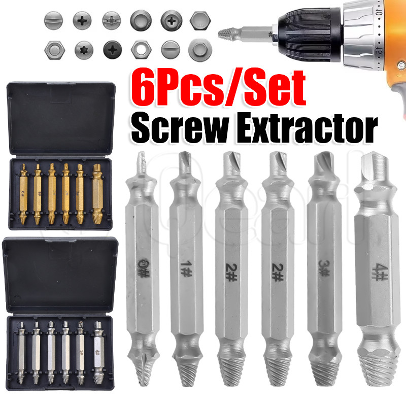 6Pcs Double Headed Screw Extractor - Speed Out Bolt Extractor Kit ...