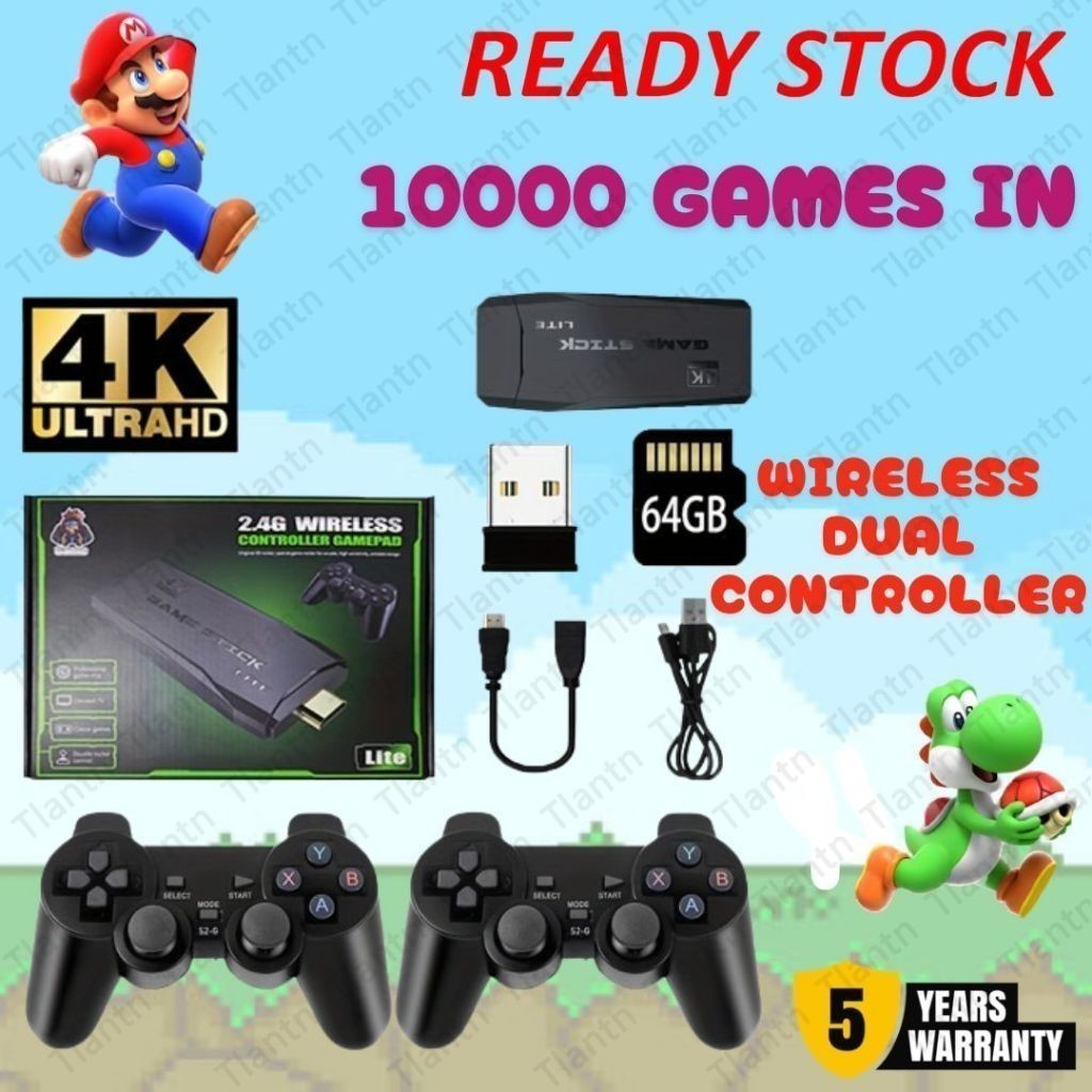 Portable 10000+ games Wireless Video Games Stick 64GB Retro Console ...