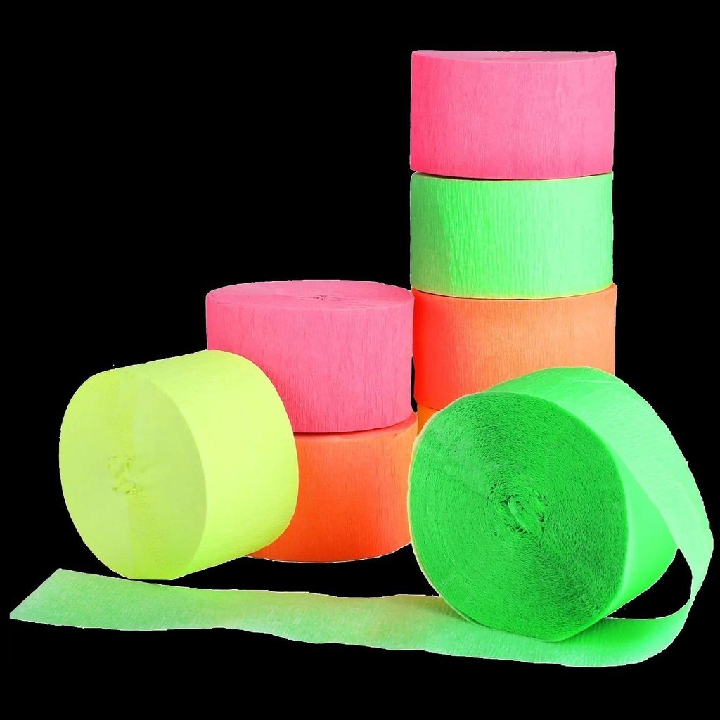 8/4 Rolls Neon Glow Crepe Paper Streamer Rolls Hanging Party Decor ...