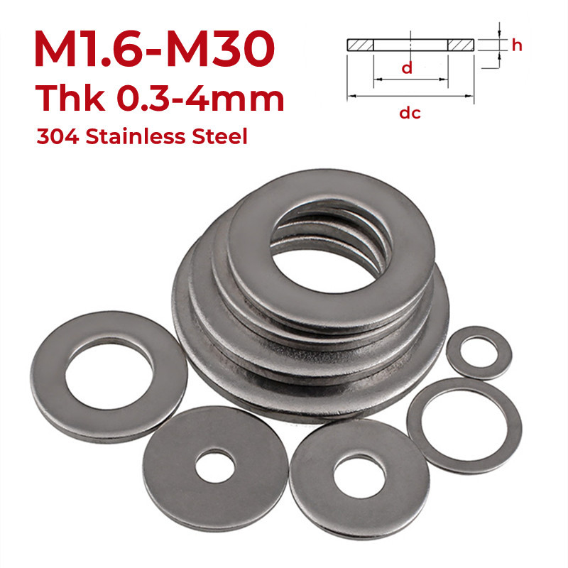 304 Stainless Steel Flat Washer M1.6 M2 M2.5 M3 M4 M5 M6 M8 M10 M12 M14 M16 M18 M20 M22 M24 M27 ...