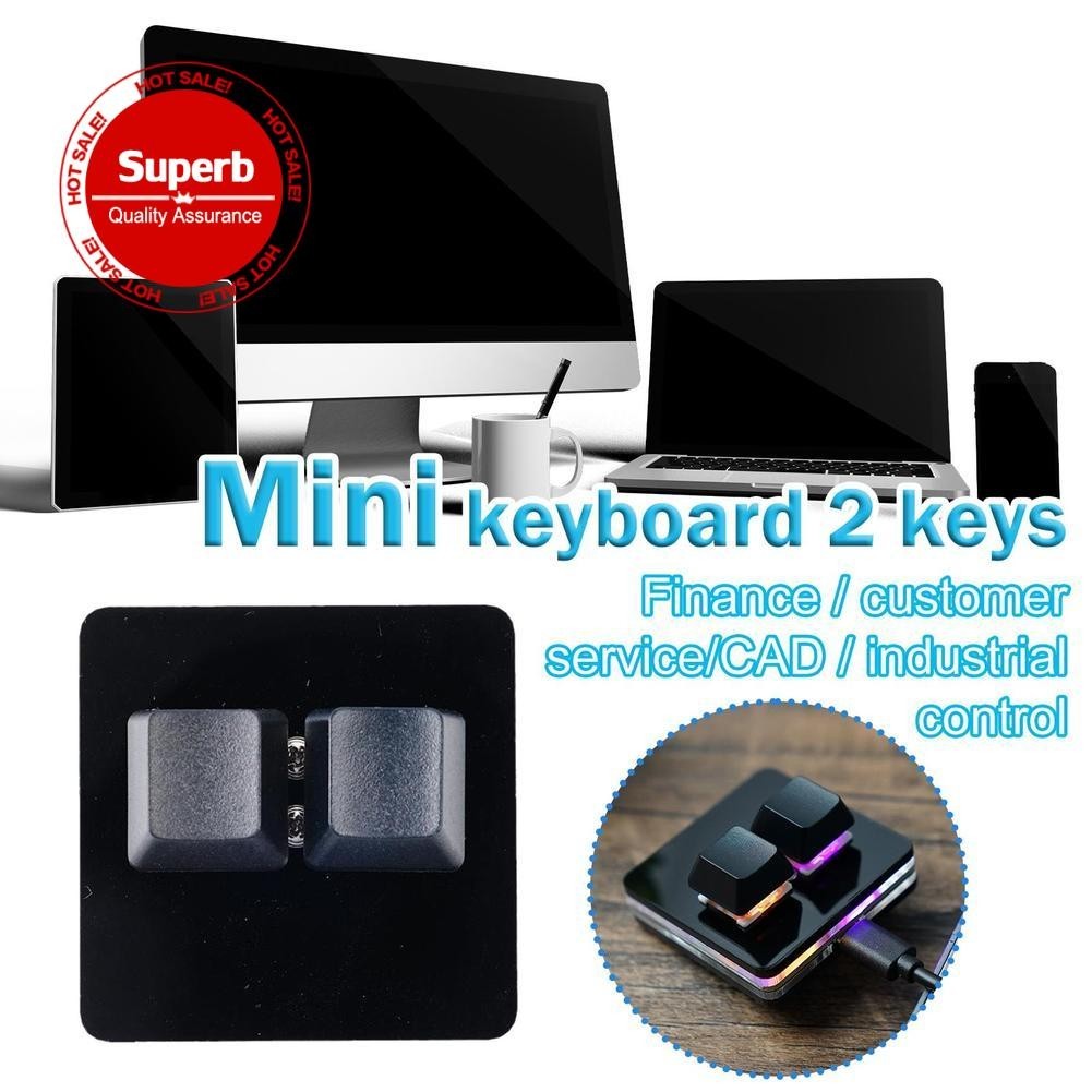 Black 2-Key Mini Keyboard Copy Paste Custom Shortcut Key Mechanical Be Mode Device Function O6K2 ...