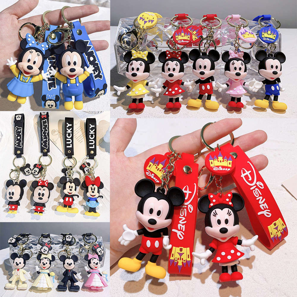 Disney Keychain Cartoon Mickey Mouse Minnie Cute Doll Keyring Mickey ...