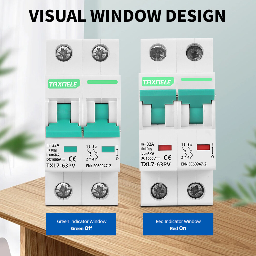 TAXNELE 2P DC MCB L7 Solar PV Mini Circuit Breaker DC 1000V verload Protection Battery Switch ...