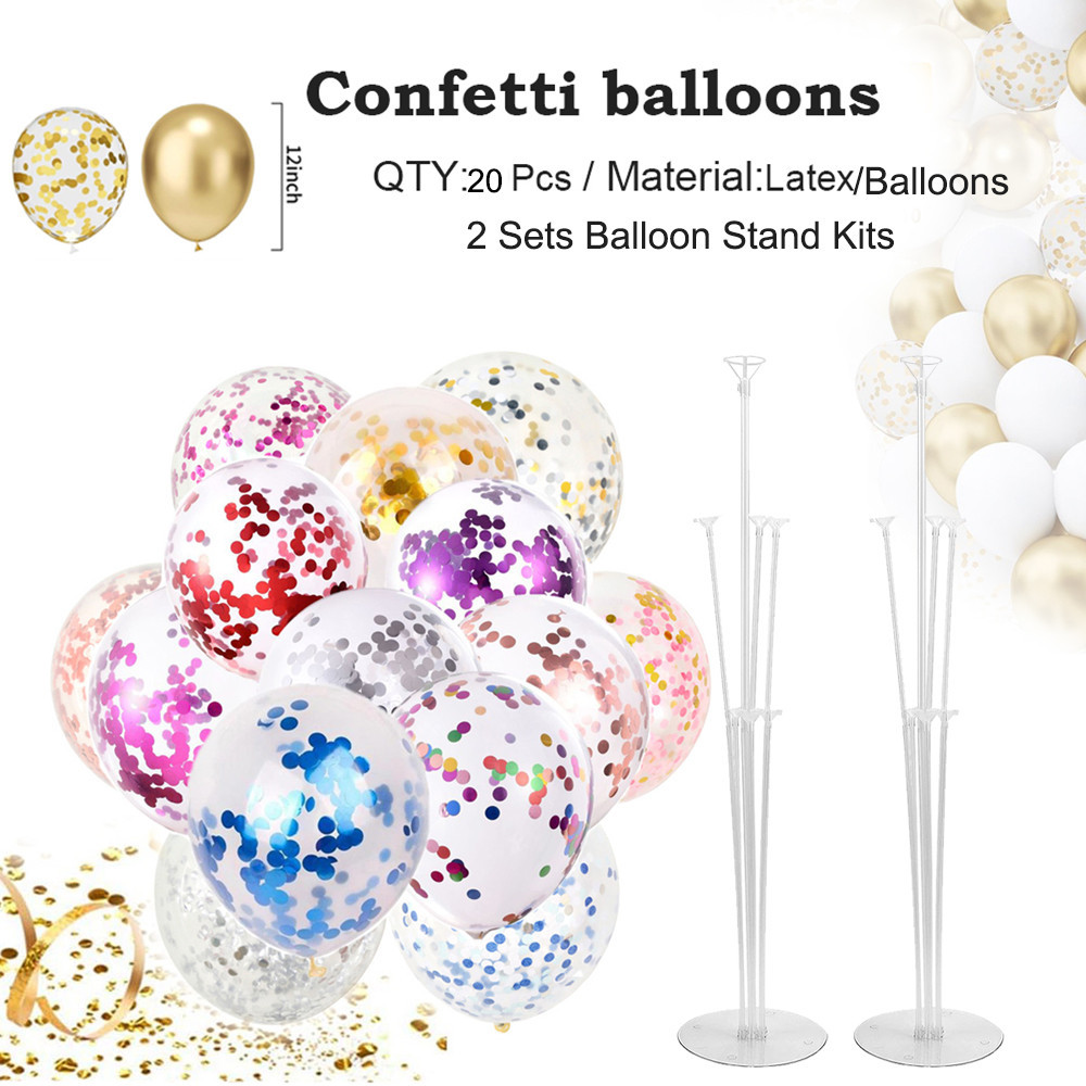 2 Sets Balloon Stand Kits,with 20pcs balloons, Balloon Sticks Holder ...