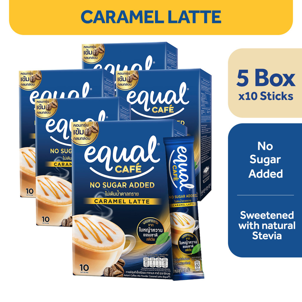Equal Cafe Caramel Latte, 3-IN-1 Coffee Mix 10 Sticks - 5 Boxes ...