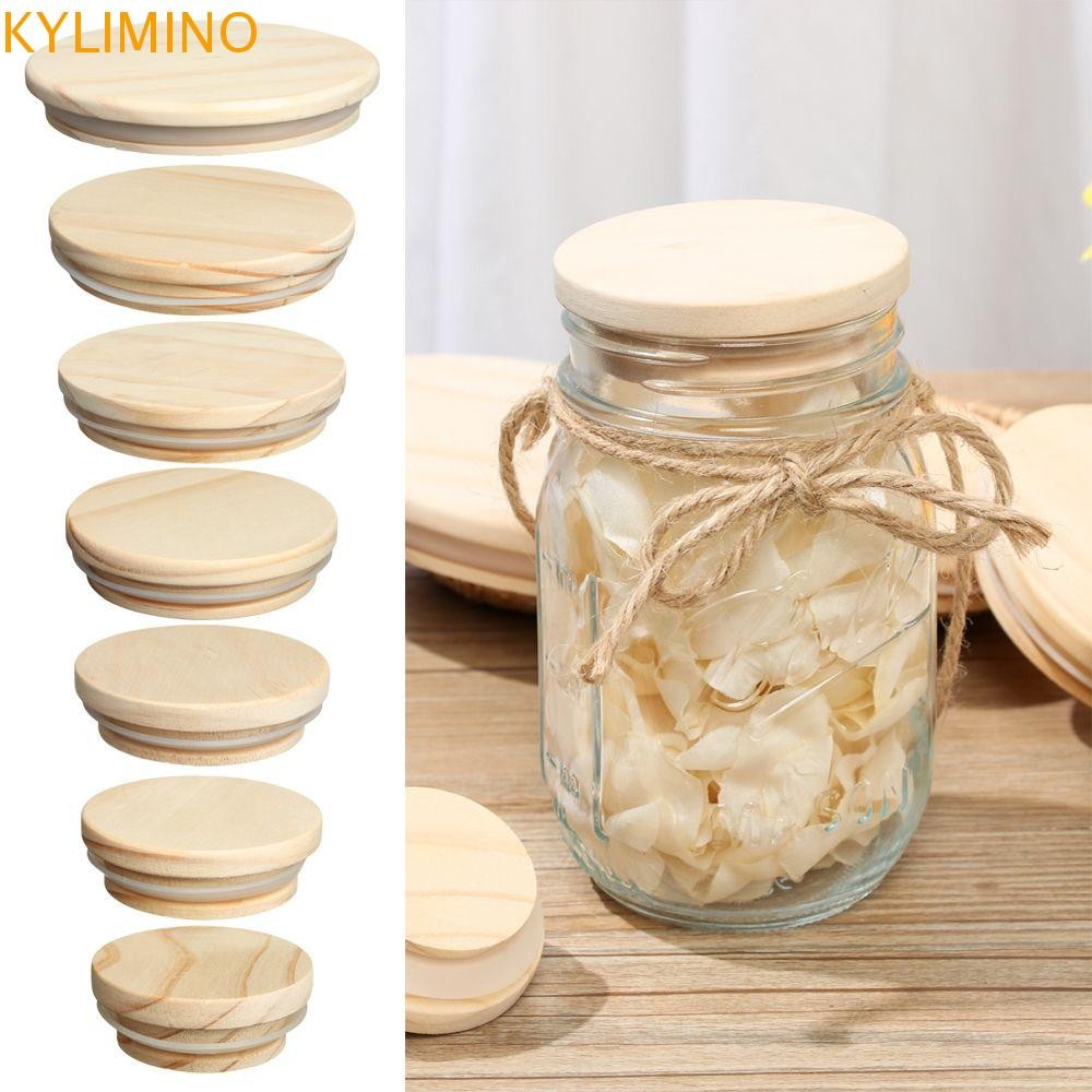 KYLIMINO Mason Jar Lids Reusable Round Wood Lids Wide Mouth Cover ...