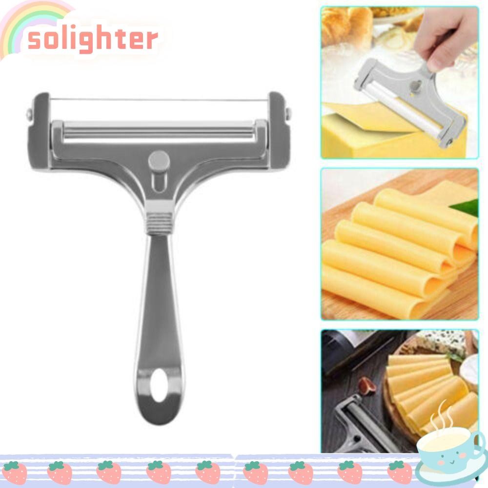 SOLIGHTER Cheese Slicer Cutter, Thickness Adjustable Silver Cheese ...