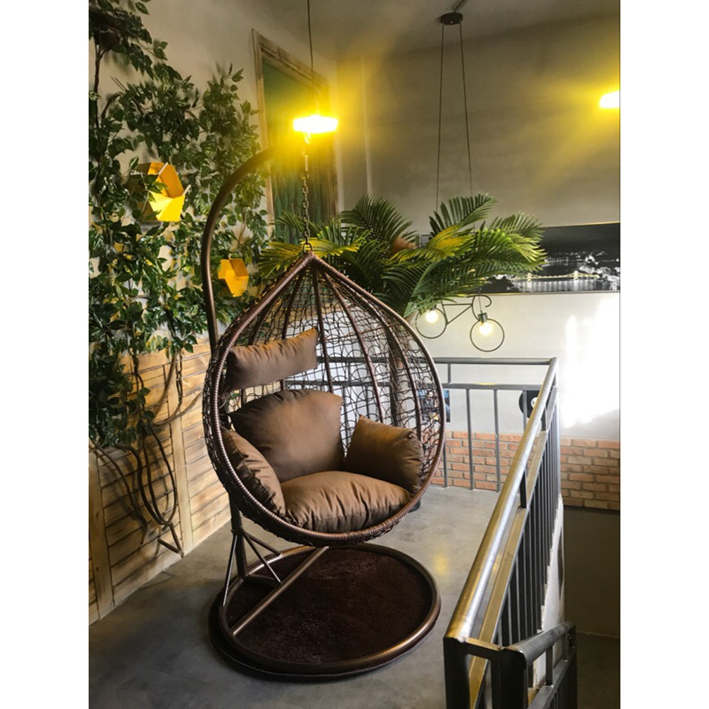 Wrought Iron Bird's Nest Hanging Chair Hanging Basket Swing Outdoor ...